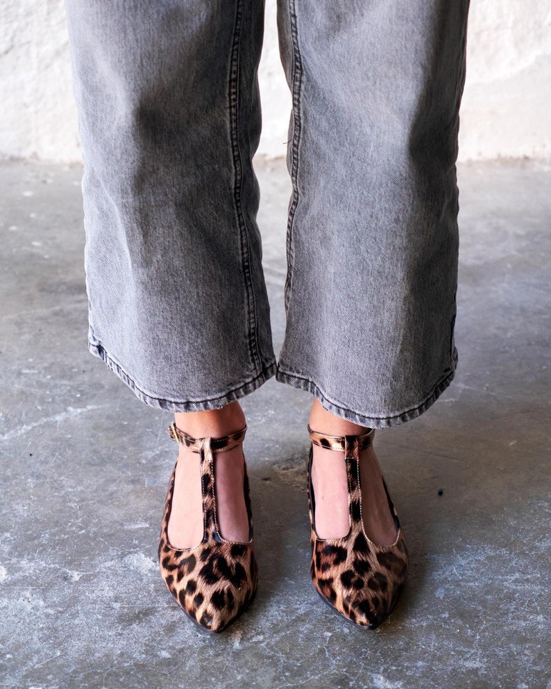 Leopard Patent Leather Ballet Flats,t Strap Shoes,leopard Ballet Shoes ...