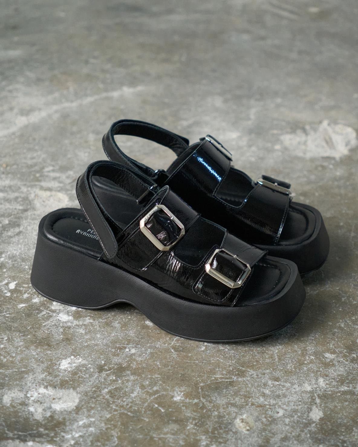 Black Patent Sandal,ankle Strap Sandals,high-soled Sandals,summer Women ...
