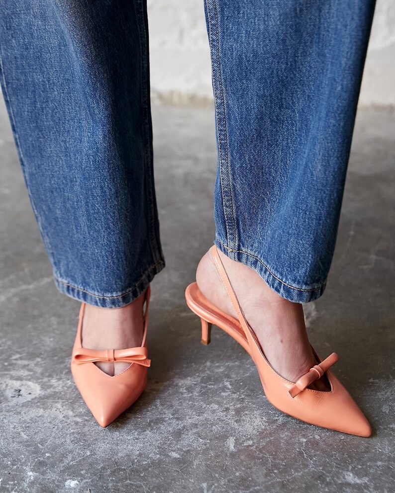 Orange Open Back Stiletto Heels,patent Leather Heels,bridal Shoe ...