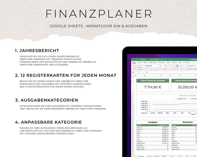 Google Sheet Monthly Financial Plan Template: Manage Monthly Income and ...