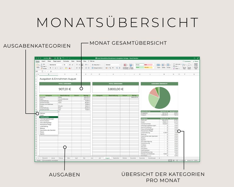Excel Budgetplanung Vorlage: Finanzplaner - Haushaltsbuch, Budgetplaner ...