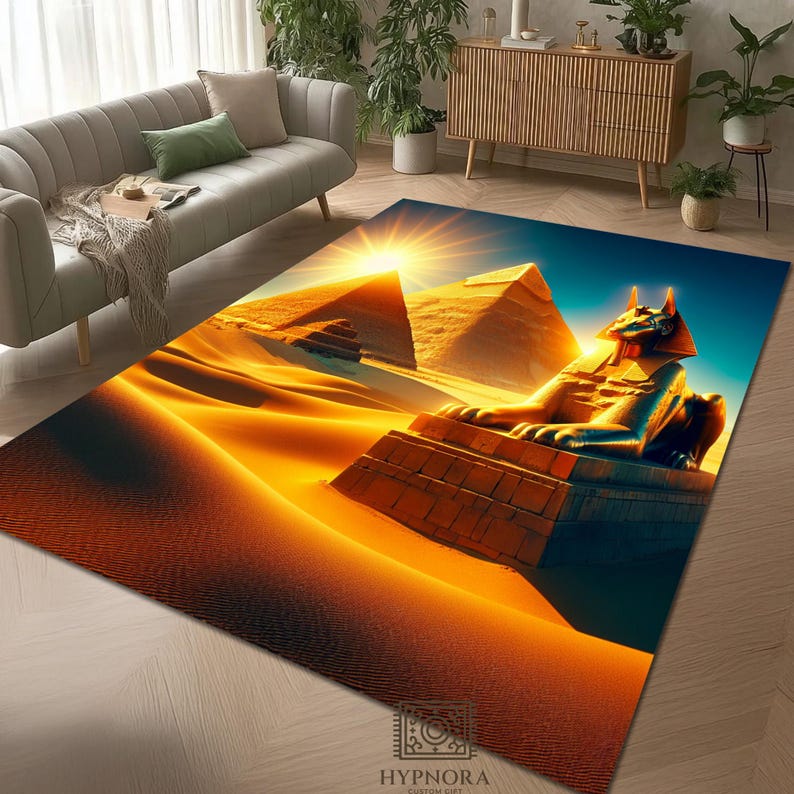 Egyptian Pyramid Area Rug: Sphinx, Desert Sunset Decor - Etsy UK