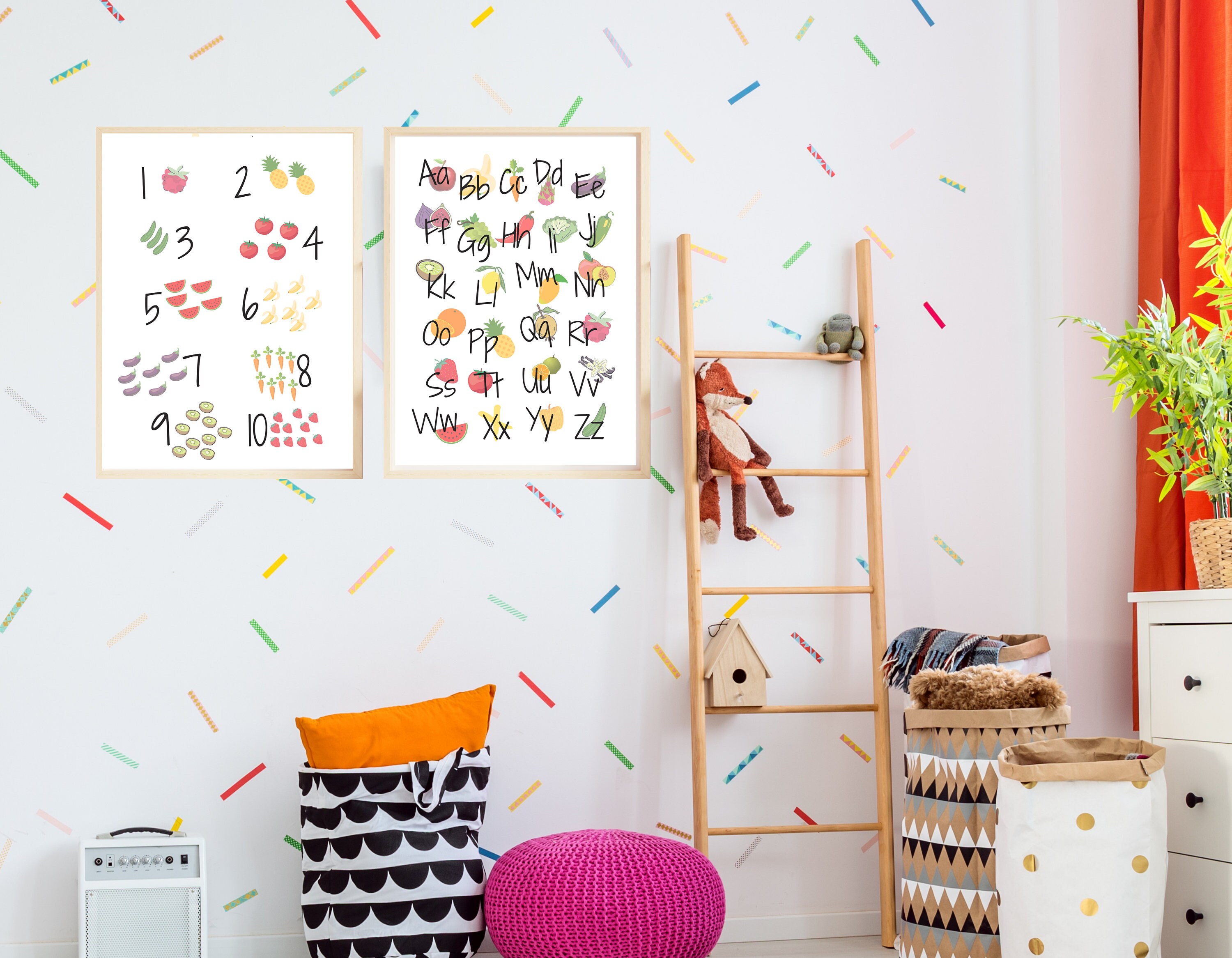 Fruit and Vegetables Alphabet and Numbers Prints, PRINTABLE Wall Art ...