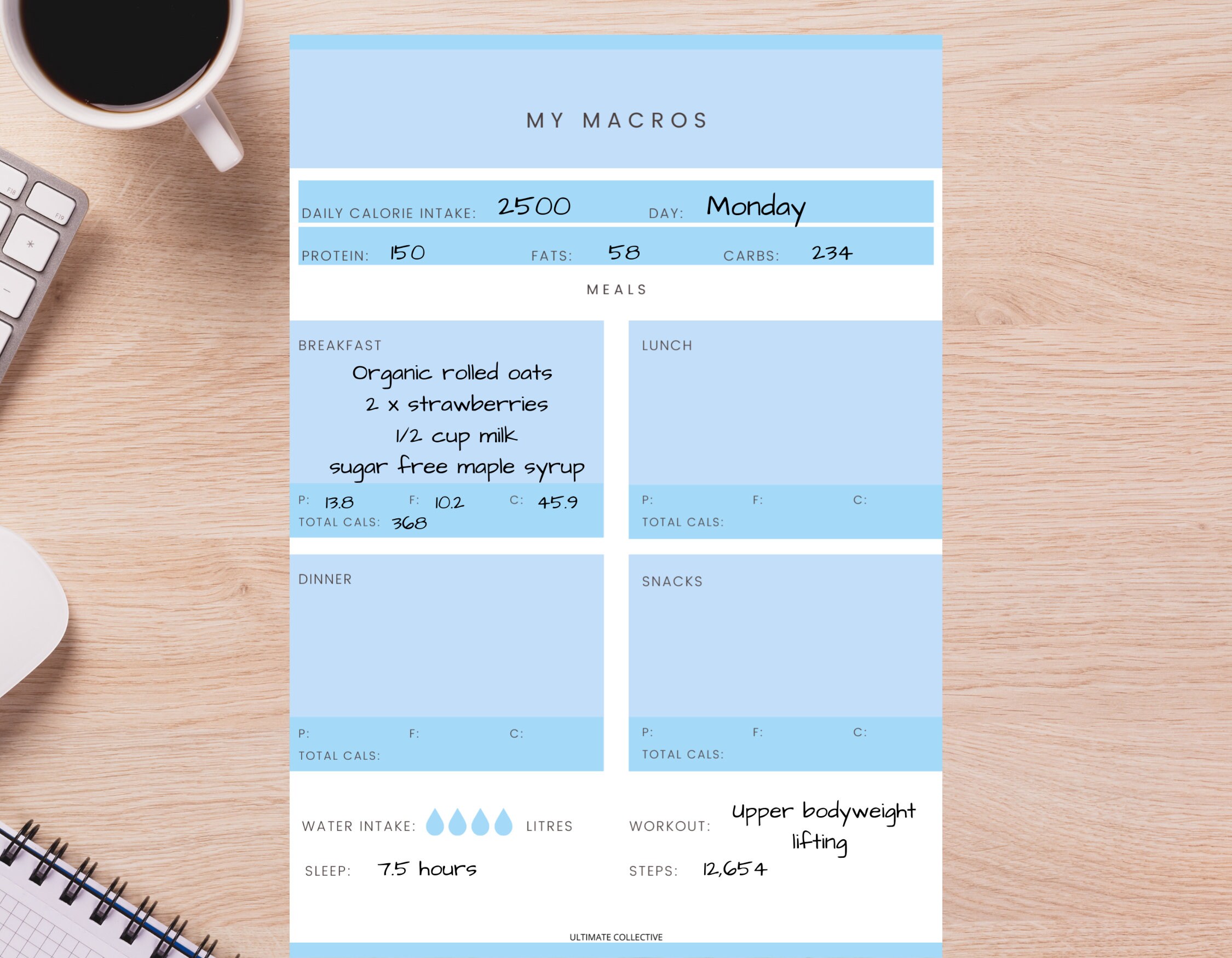 Macro Tracker Printable, Daily Macro Diary, Meal Planner, Meal Tracker ...