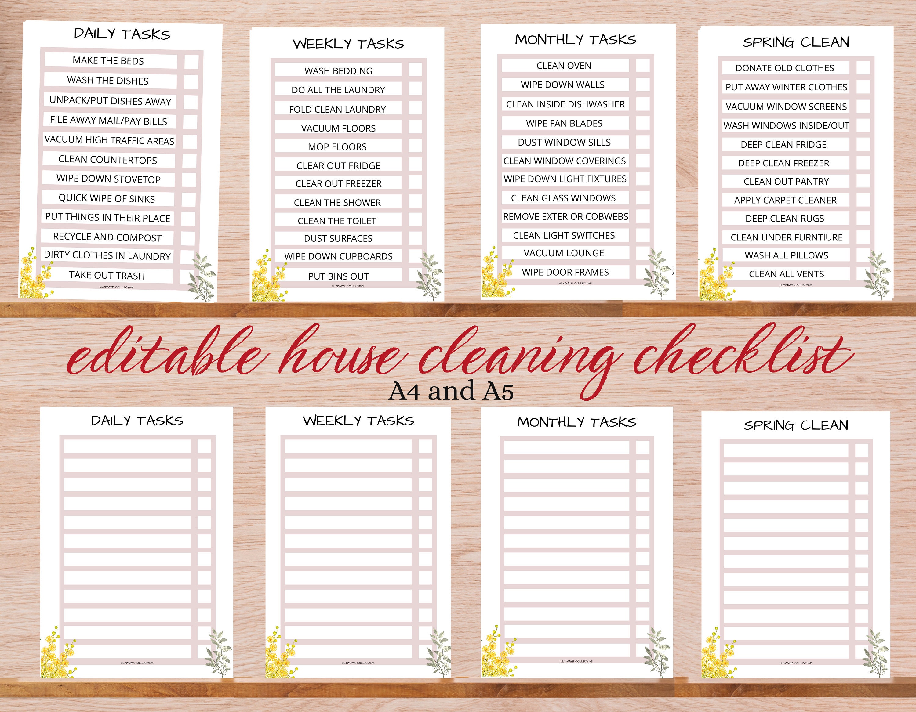 Editable House Cleaning Checklist | Daily Cleaning Checklist | to Do ...
