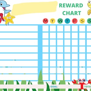 Kids Ocean Themed Reward Chart, Chore Chart, Instant Download Reward ...