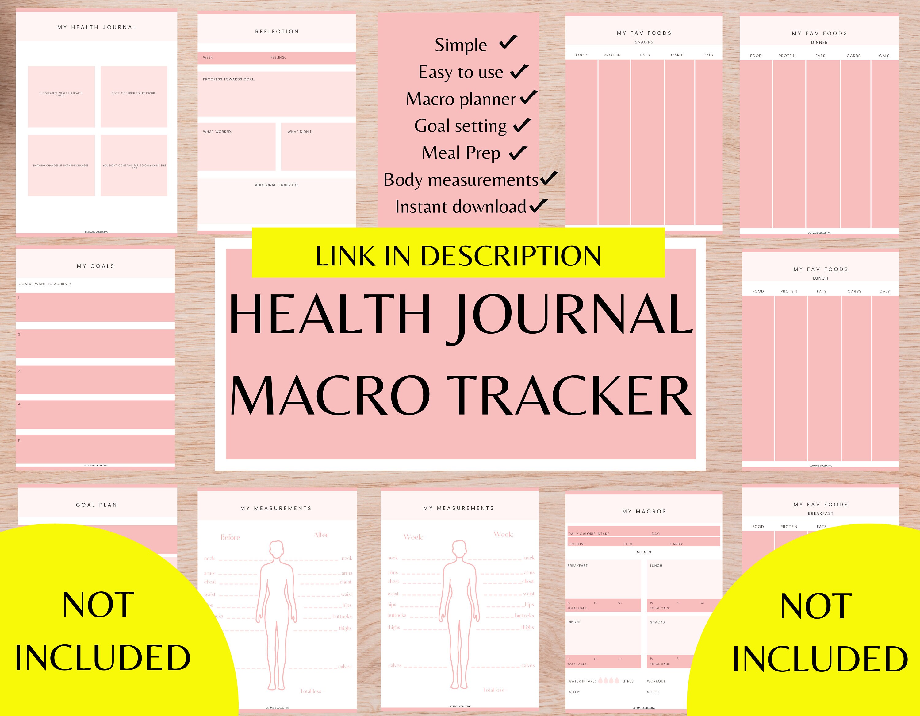 Macro Tracker Printable, Daily Macro Diary, Meal Planner, Meal Tracker ...