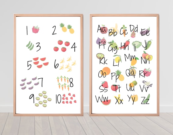 Fruit and Vegetables Alphabet and Numbers Prints PRINTABLE | Etsy