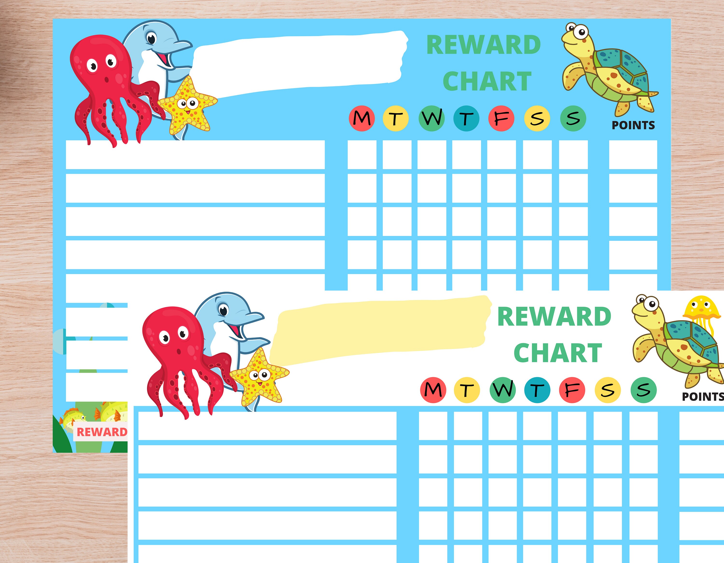 Kids Ocean Themed Reward Chart, Chore Chart, Instant Download Reward ...