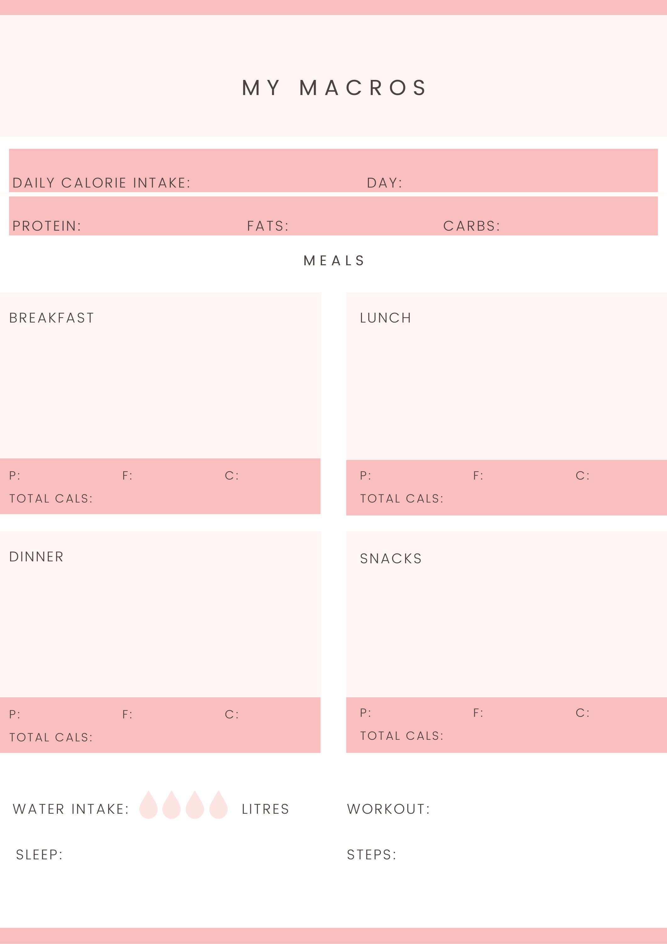 Macro Tracker Printable, Daily Macro Diary, Meal Planner, Meal Tracker ...
