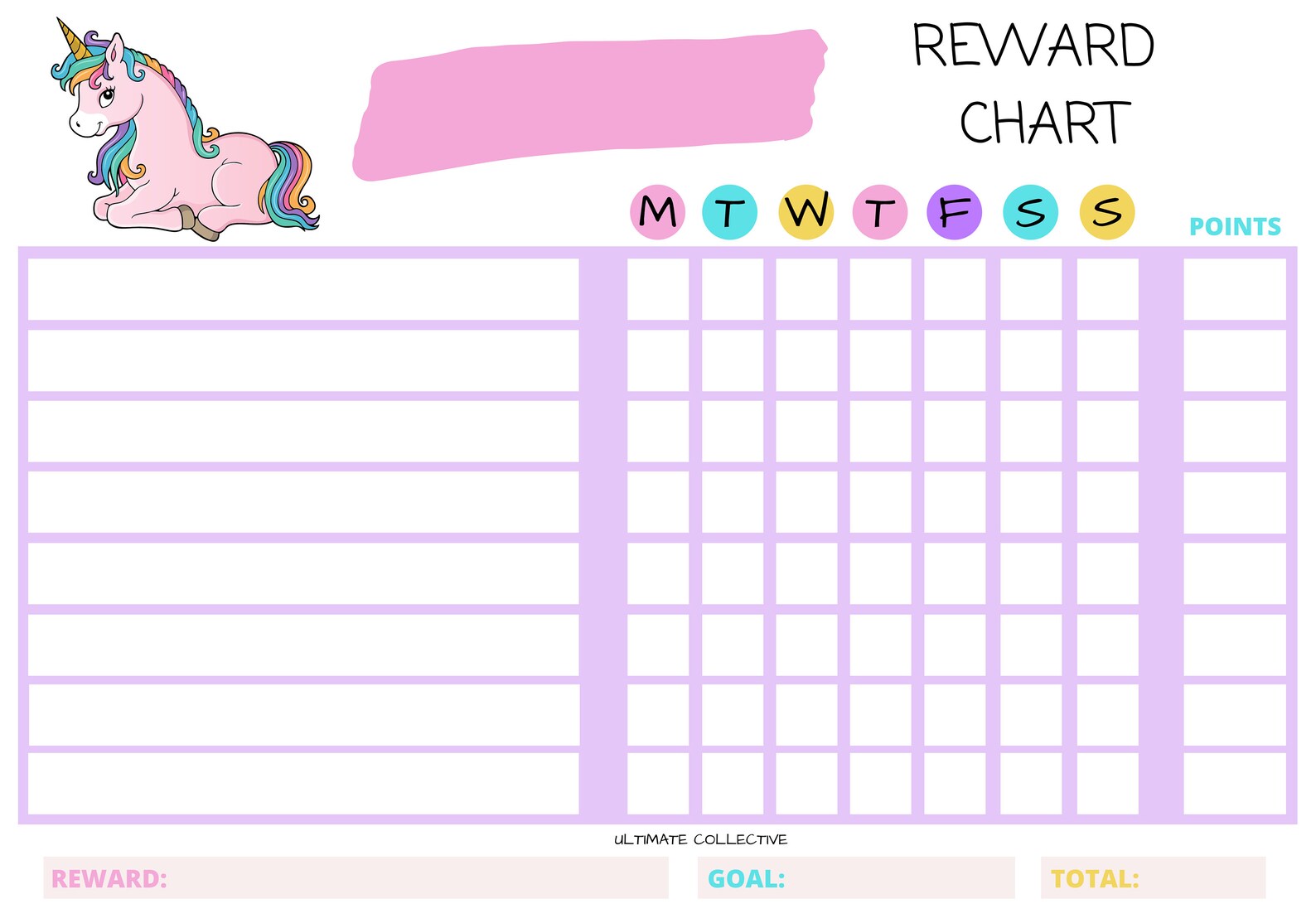 Printable Rainbow Unicorn Reward Chart for Girl, Chore Chart for Kids ...