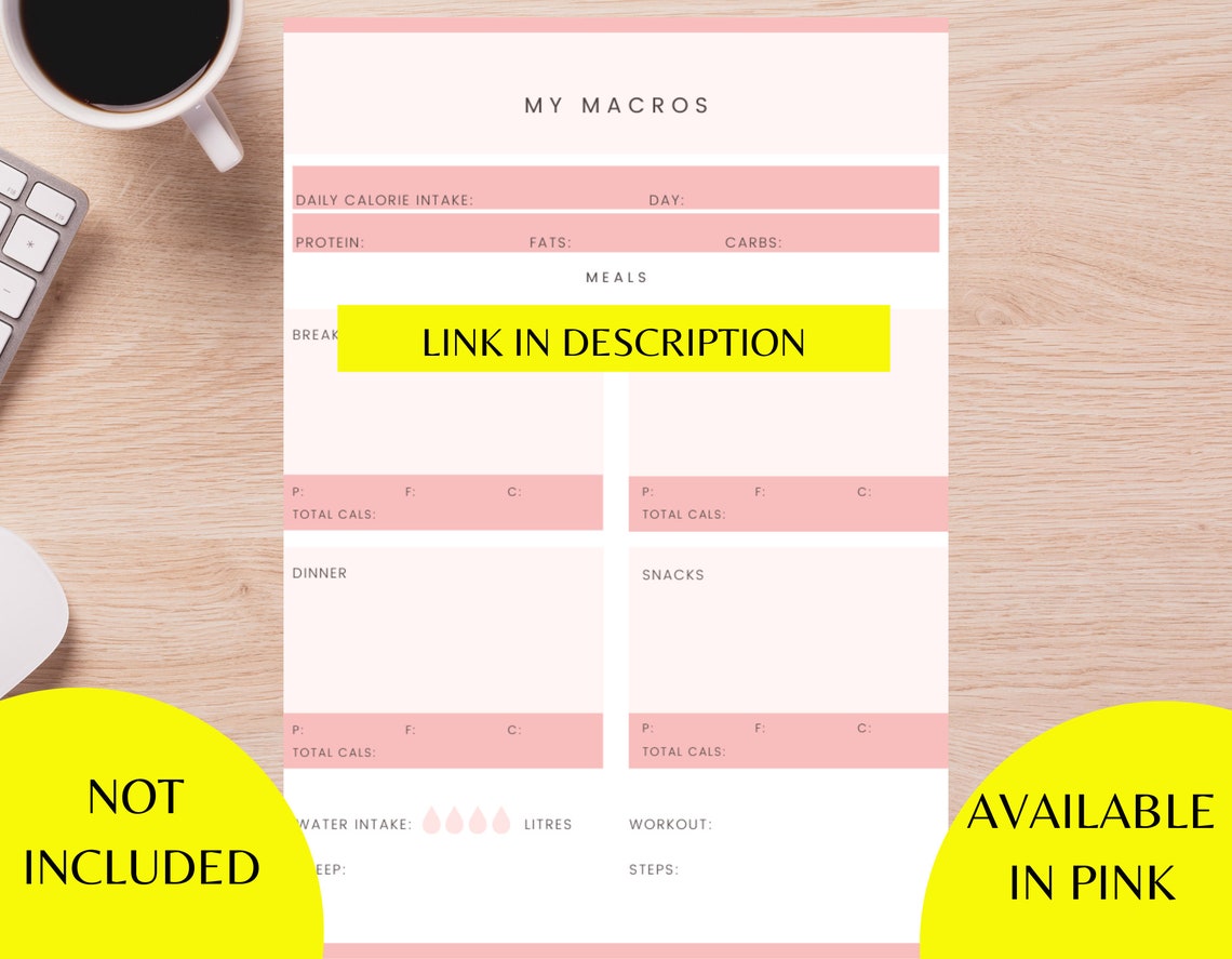 Macro Tracker Printable, Daily Macro Diary, Meal Planner, Meal Tracker ...