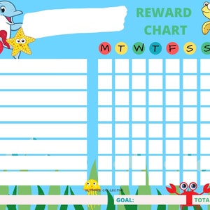 Kids Ocean Themed Reward Chart, Chore Chart, Instant Download Reward ...