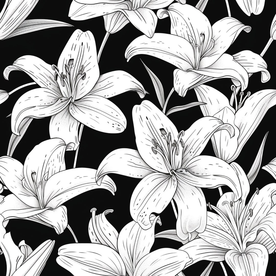 Seamless Pattern, Lily Flower Seamless Pattern, Floral Pattern ...