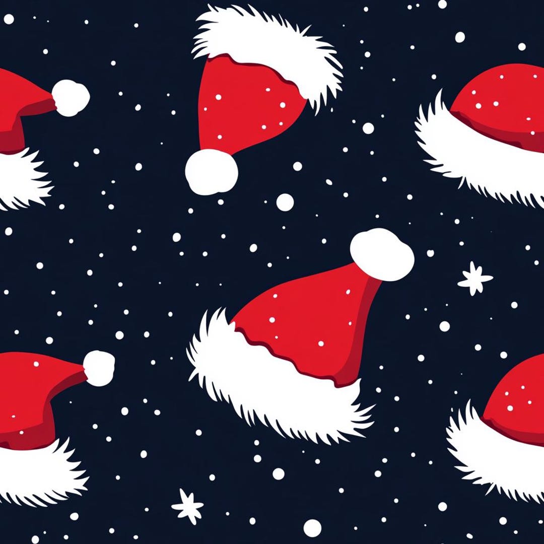 Santa Hat Seamless Pattern, Christmas Holiday PNG (digital Paper) - Etsy