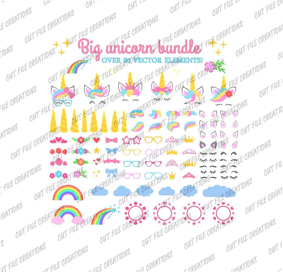 Unicorn SVG Bundle, Build Your Own Unicorn, Cut File (digital Download ...