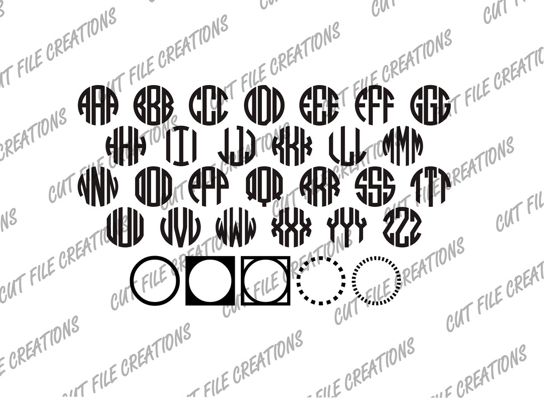 Circle Monogram Font, 3 Letter Circle Monogram, Cut Files for Cricut ...