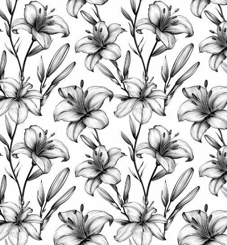 Seamless Pattern, Lily Flower Seamless Pattern, Floral Pattern ...