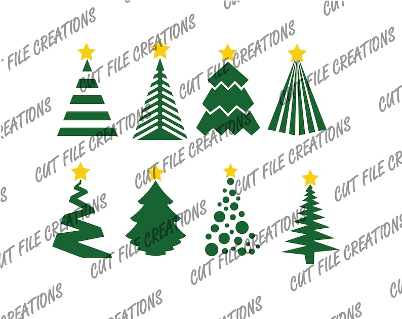 Modern Christmas Tree SVG Bundle, Simple Star Design (digital Download ...