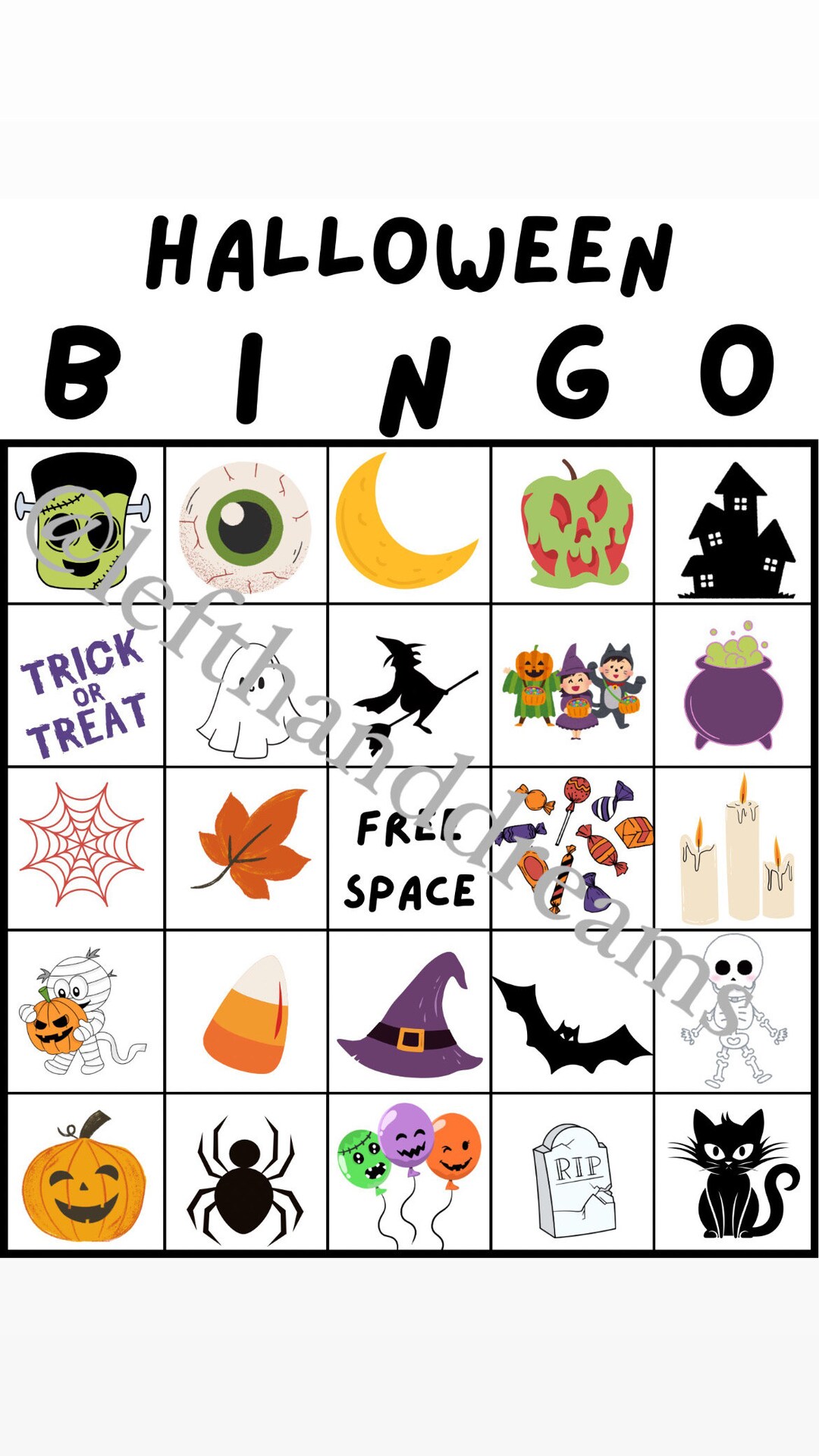 Halloween Bingo Card - Etsy