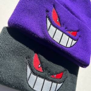 Gengar Grin, Gengar Beanie, Embroidery Cuffed Pkmn Beanie, Men Women ...