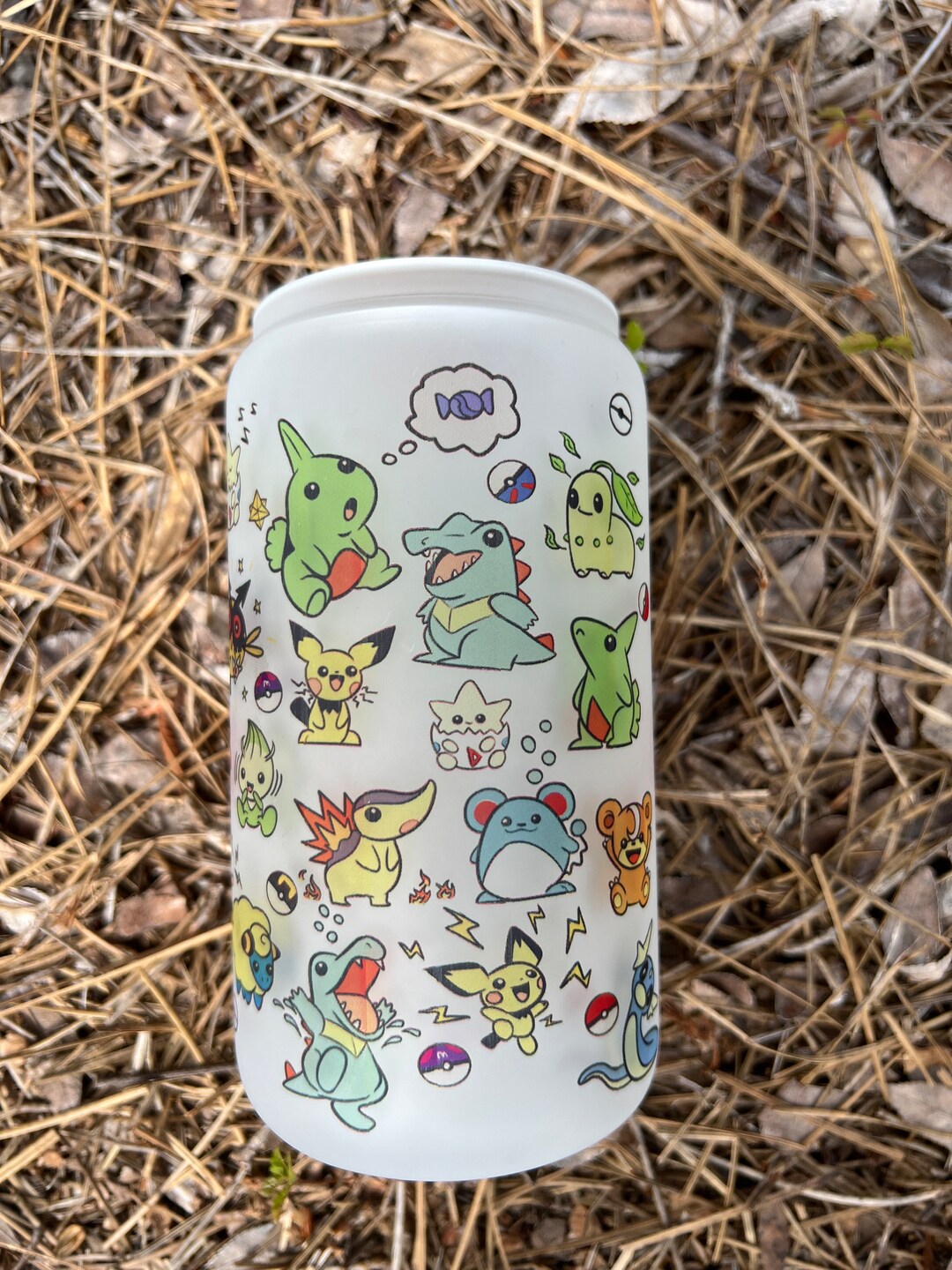 Pikachu Cup, Johto Coffee Cup, Colorful Anime Doodle Cup 16oz Frosted ...