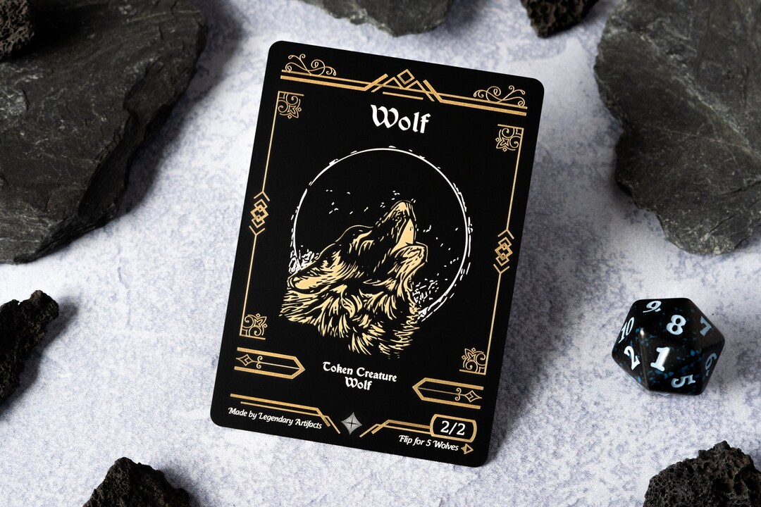Engraved Steel Wolf Token, Double Sided MTG Tokens, MTG Alters, MTG ...