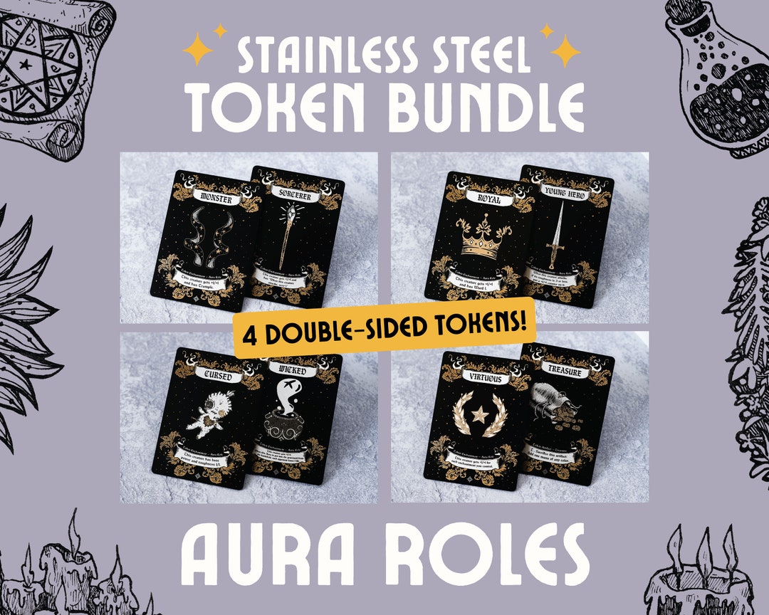 Stainless Steel Aura Role Token Bundle — MTG Tokens for MTG Commander ...