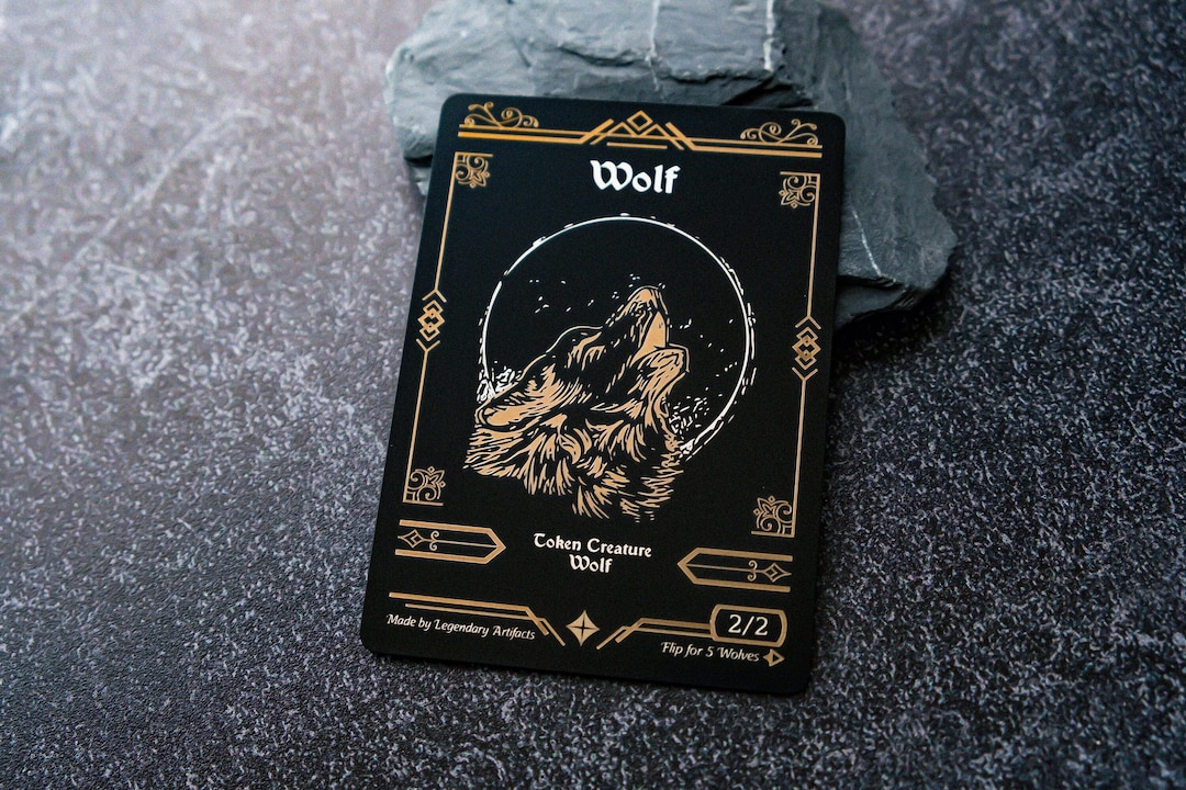 Engraved Steel Wolf Token, Double Sided MTG Tokens, MTG Alters, MTG ...