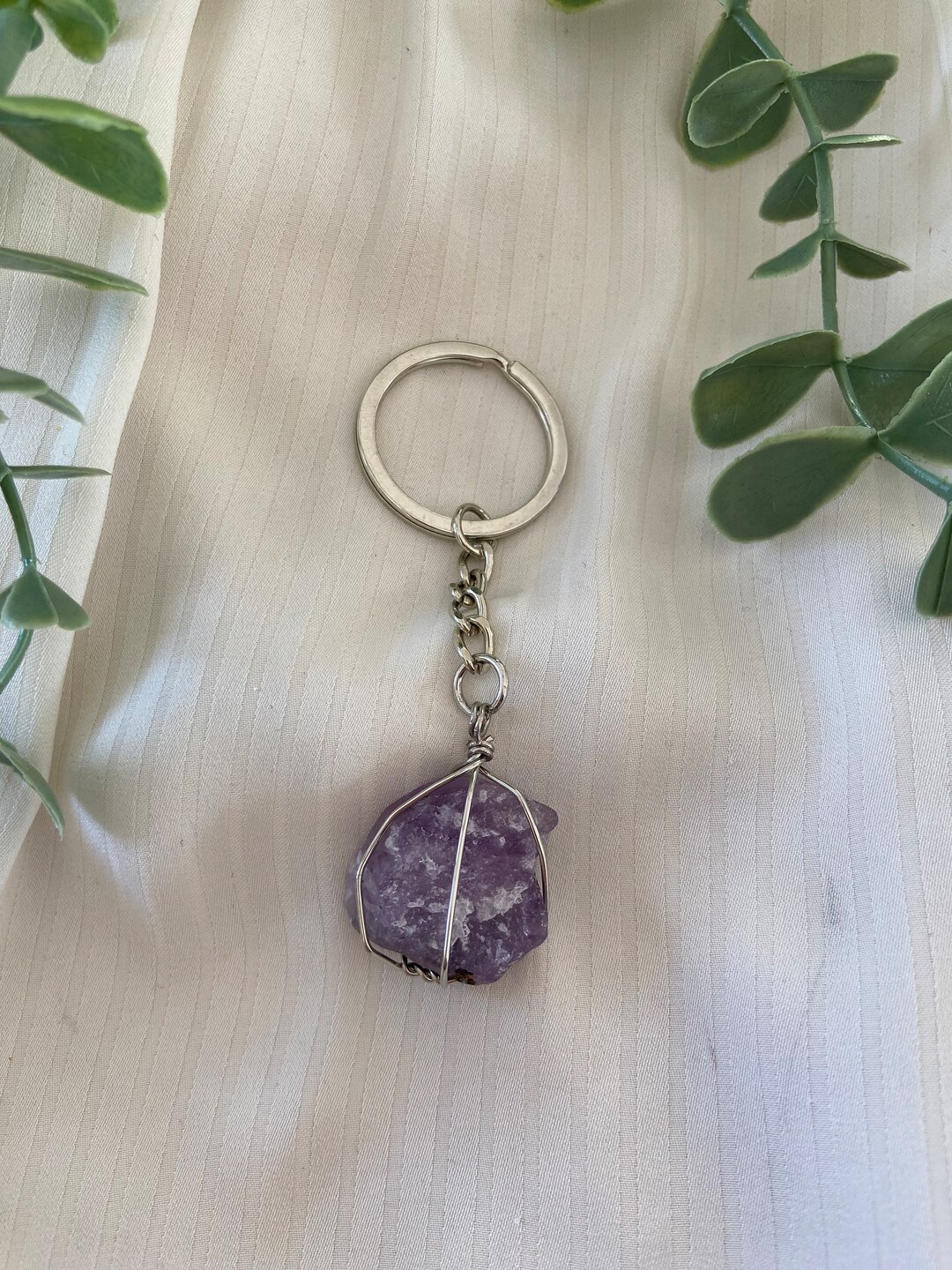 Raw Amethyst Crystal Keychain | Crystal of Leo and February - Etsy