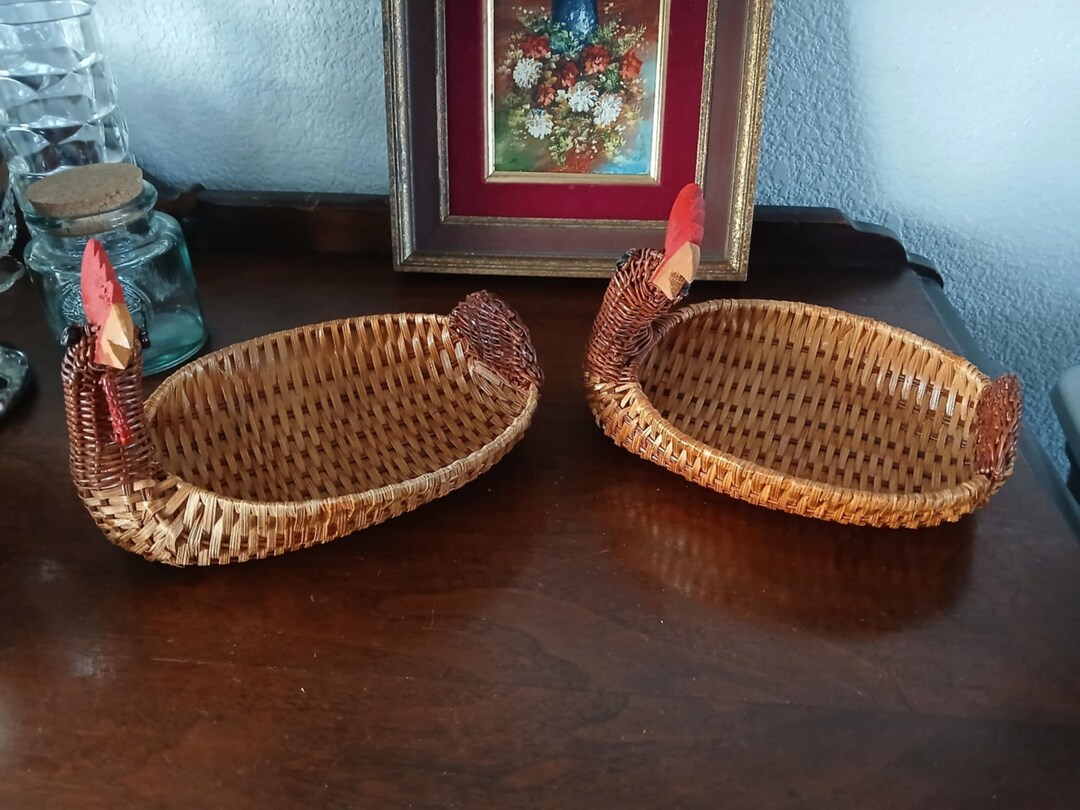 Vintage 1970s Chicken/rooster Baskets, Farmhouse Decor, Country Home ...