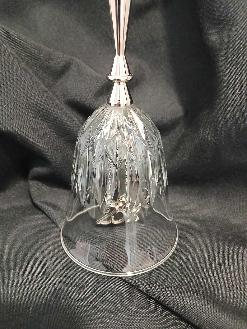 25th Anniversary 24% Leaded Crystal Bell With Silver Plated Handle With ...