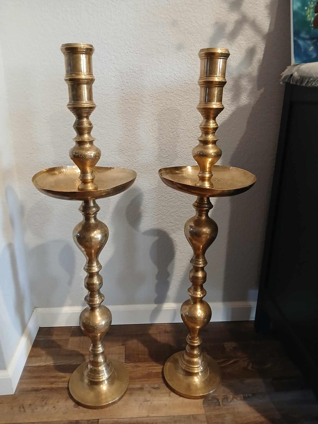 Solid Brass Moroccan Etched Extra Large Altar Candlesticks - Etsy