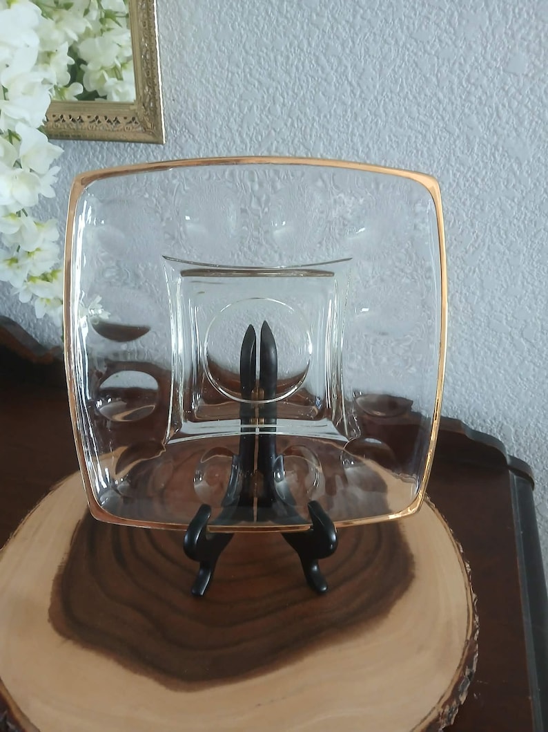 Vintage Mid Century 1960s Hazel Atlas Square Gold Rimmed Deviled Egg ...