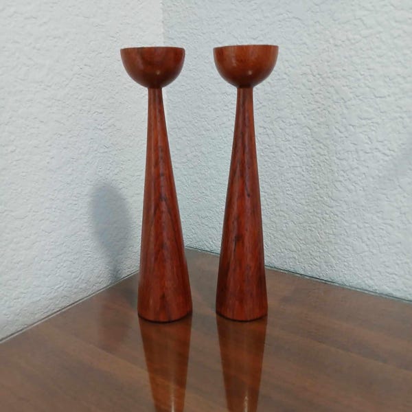 Teak Candlesticks - Etsy