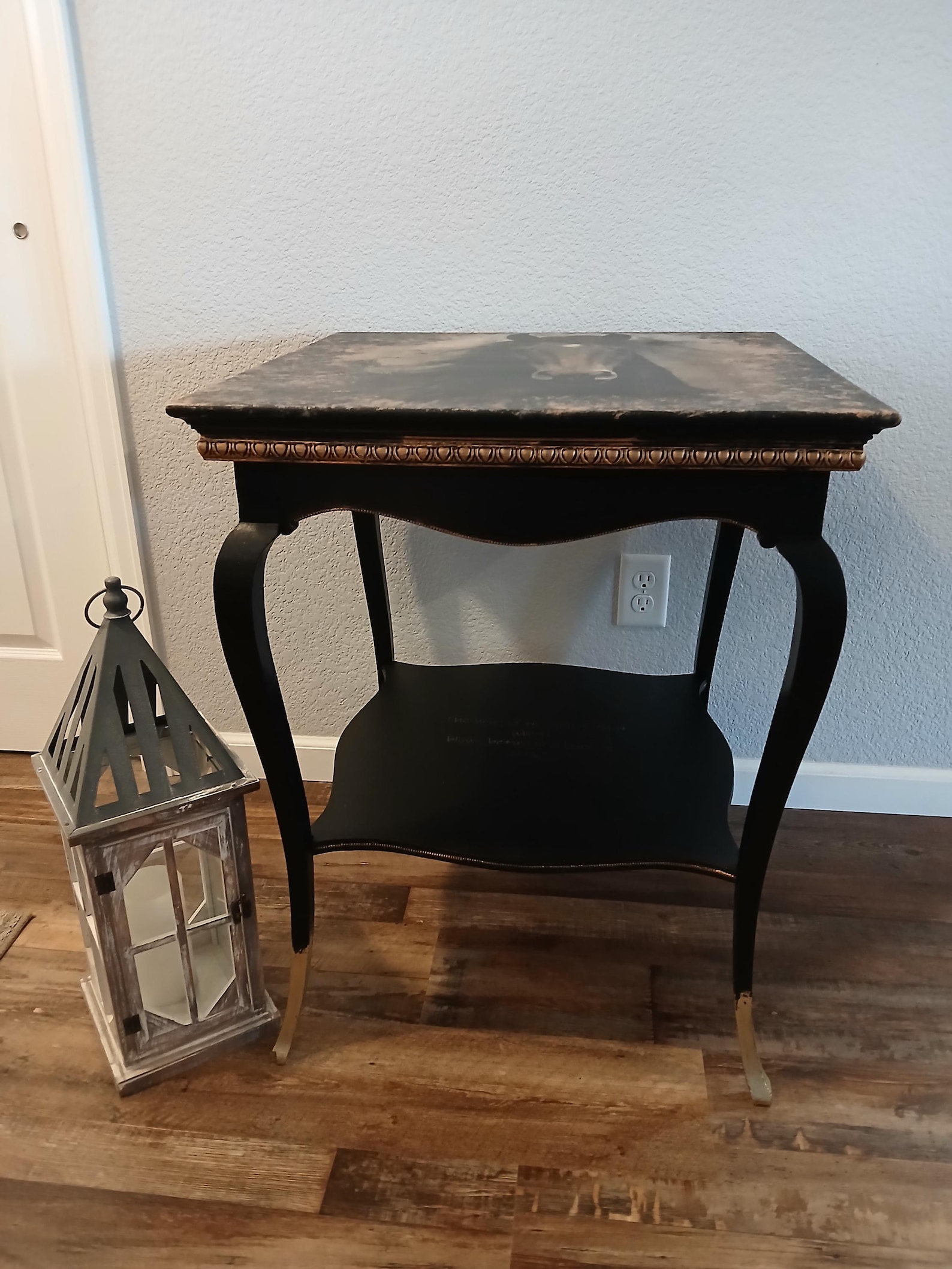 Vintage Solid Oak Parlor Table With Decoupage Heart Horse - Hand ...