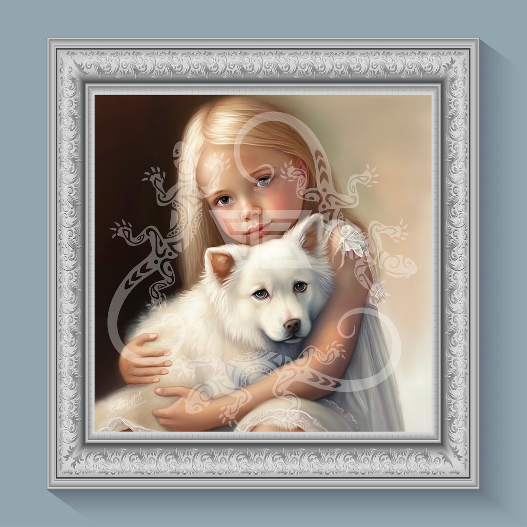 Girl and Cat Portrait Wall Art Cute Girl and Kitten Poster - Etsy
