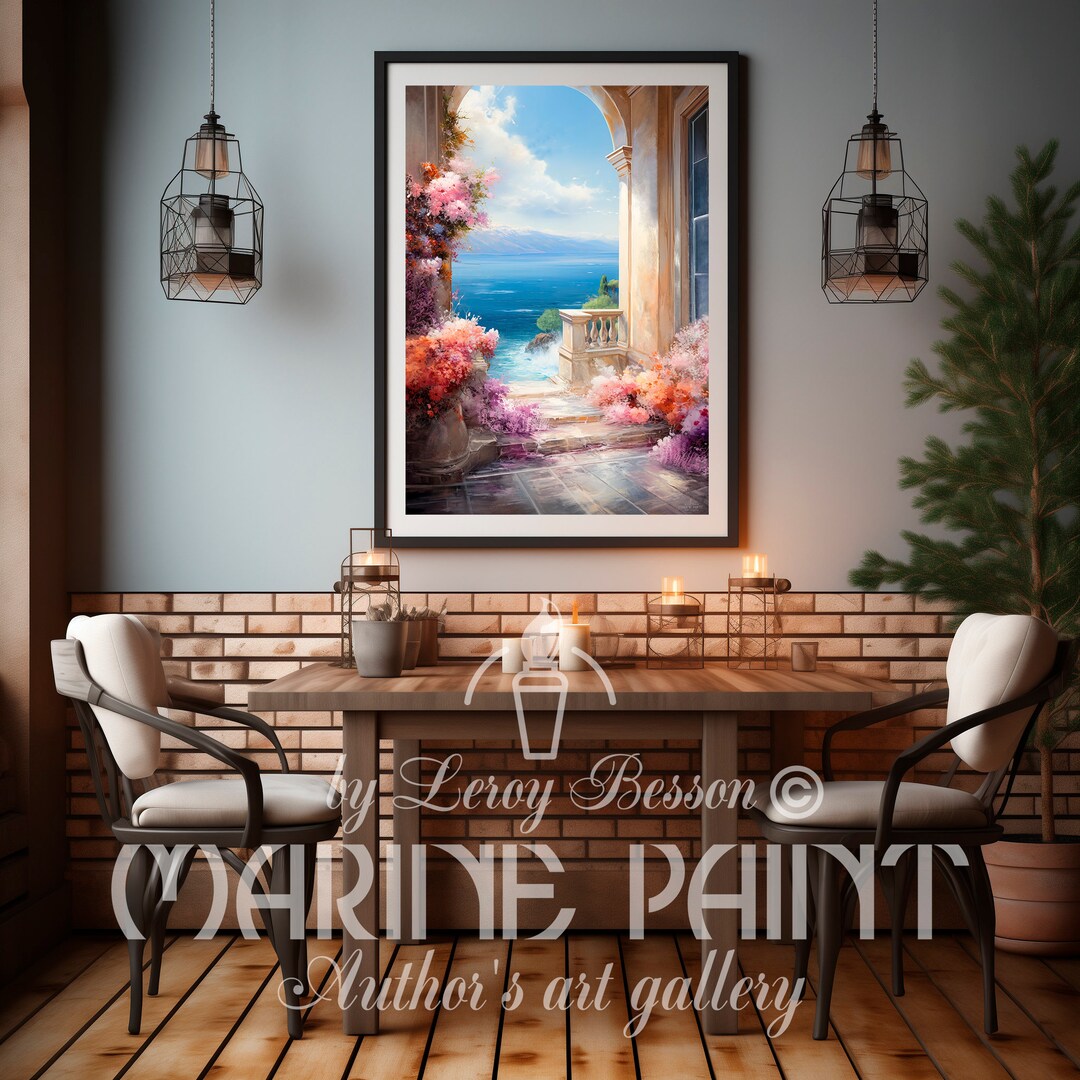 Seascape Printable Wall Art Sea View Italy Mediterranean Art Painting ...