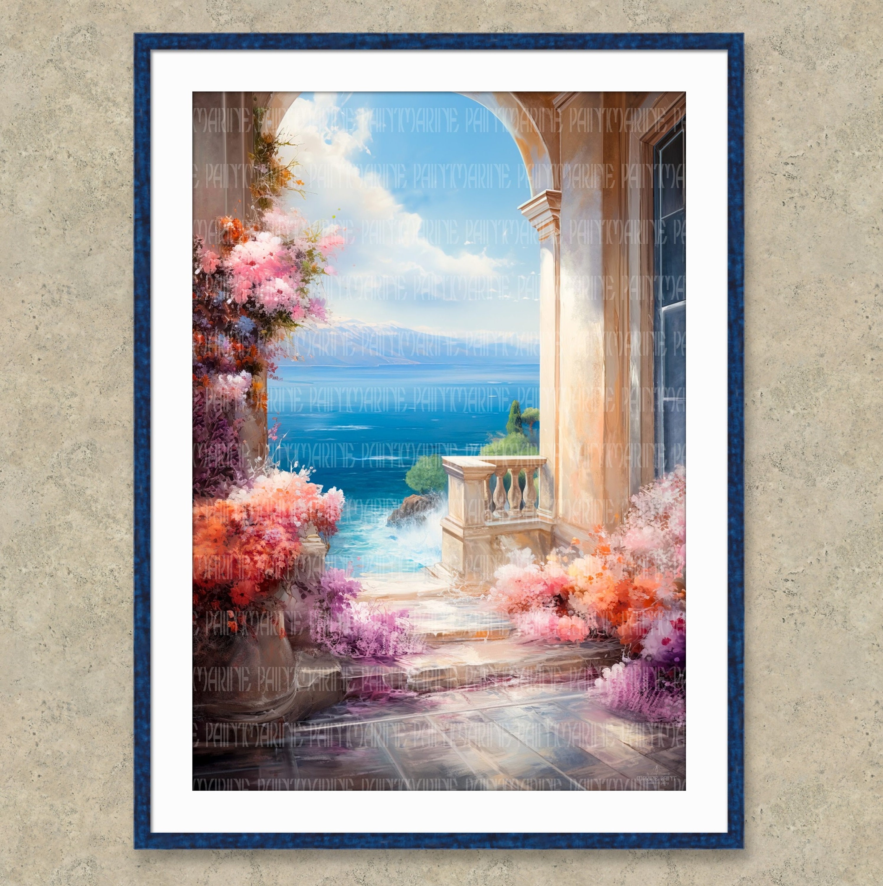 Seascape Printable Wall Art Sea View Italy Mediterranean Art Painting ...