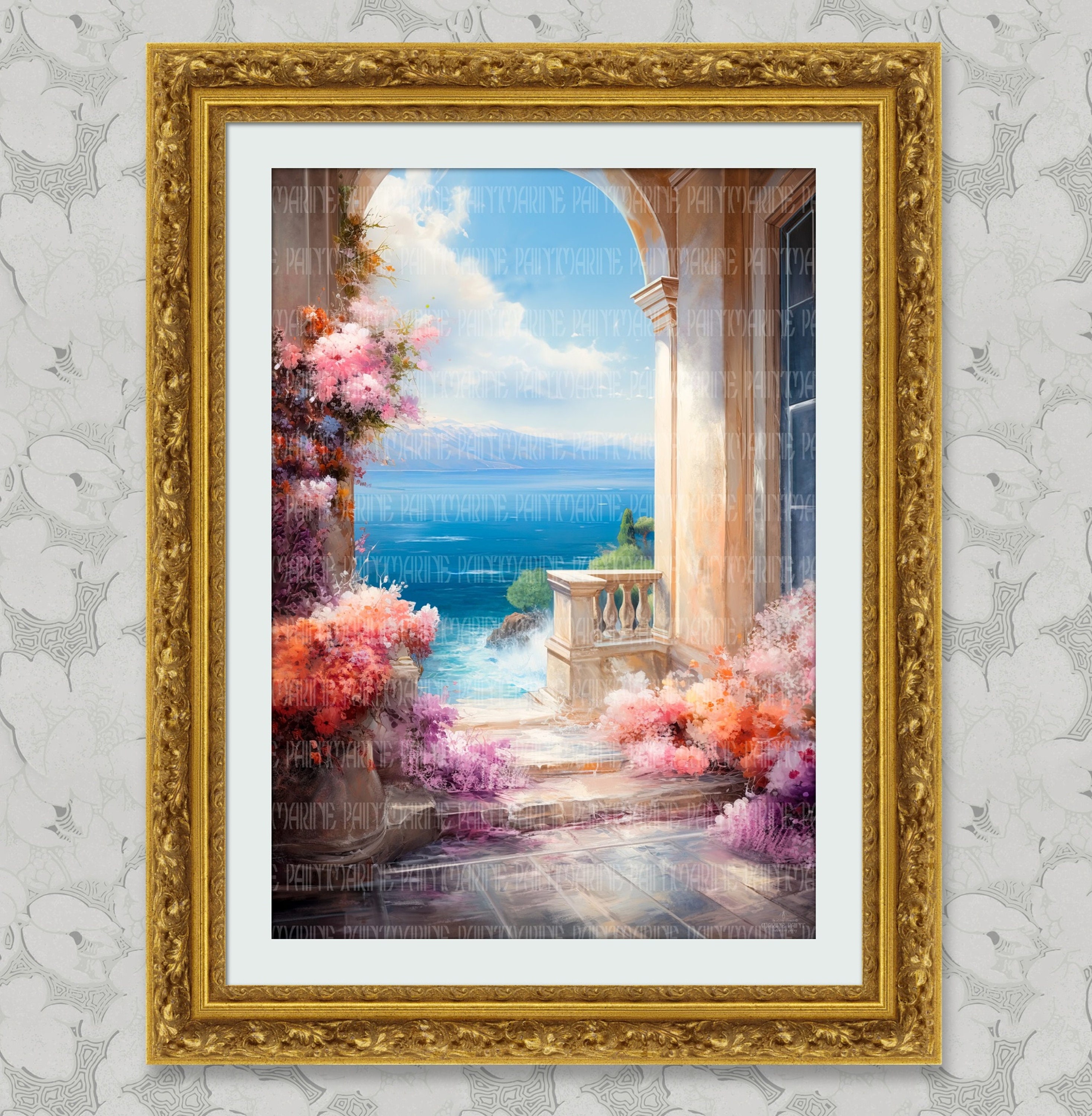Seascape Printable Wall Art Sea View Italy Mediterranean Art Painting ...