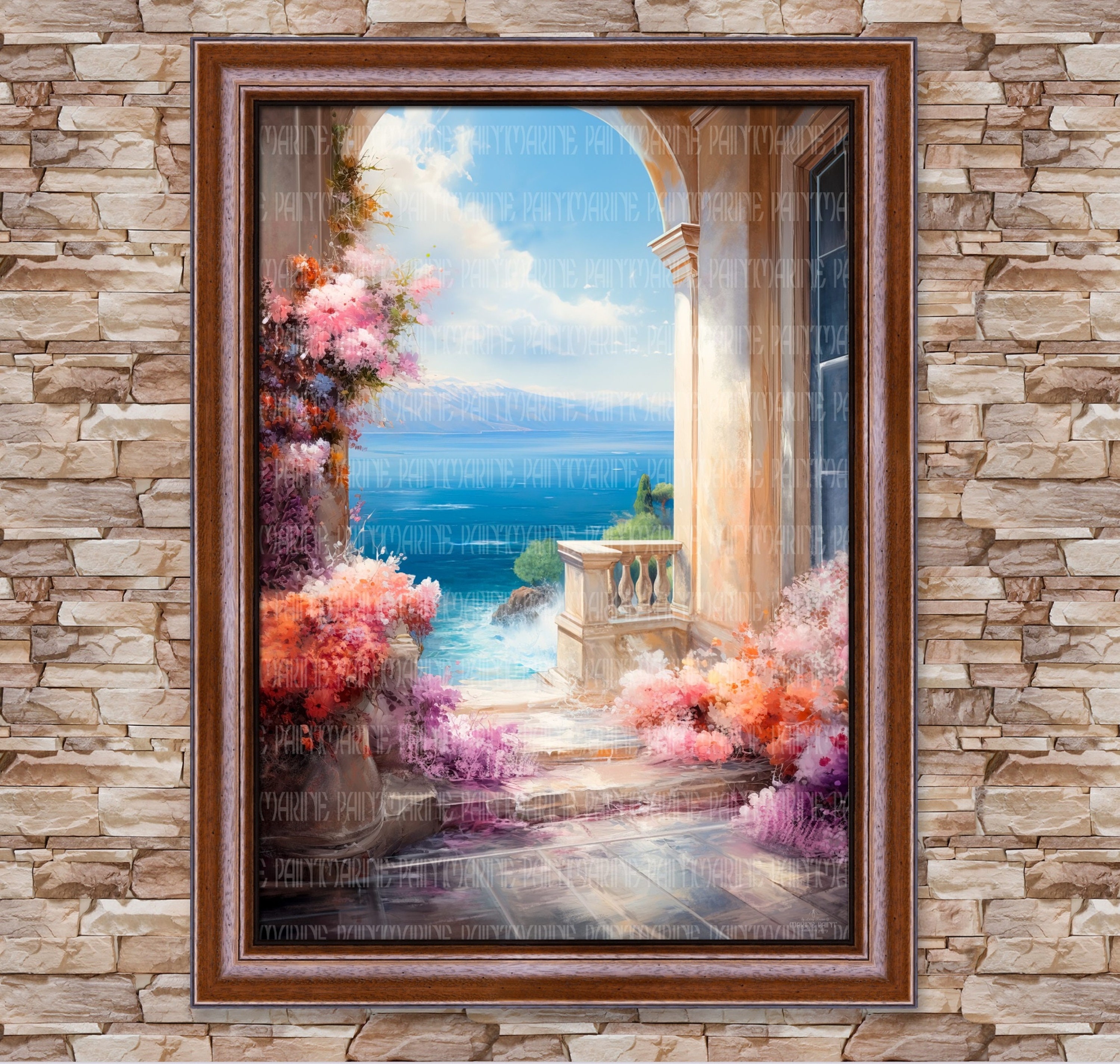 Seascape Printable Wall Art Sea View Italy Mediterranean Art Painting ...