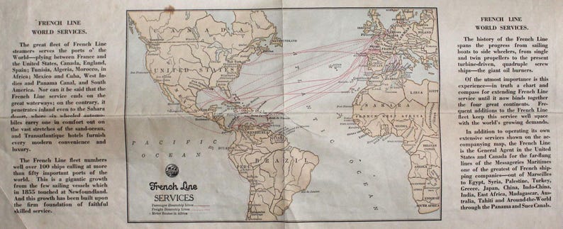 French Line Tourist Map of France, 1920s or 1930s - Etsy
