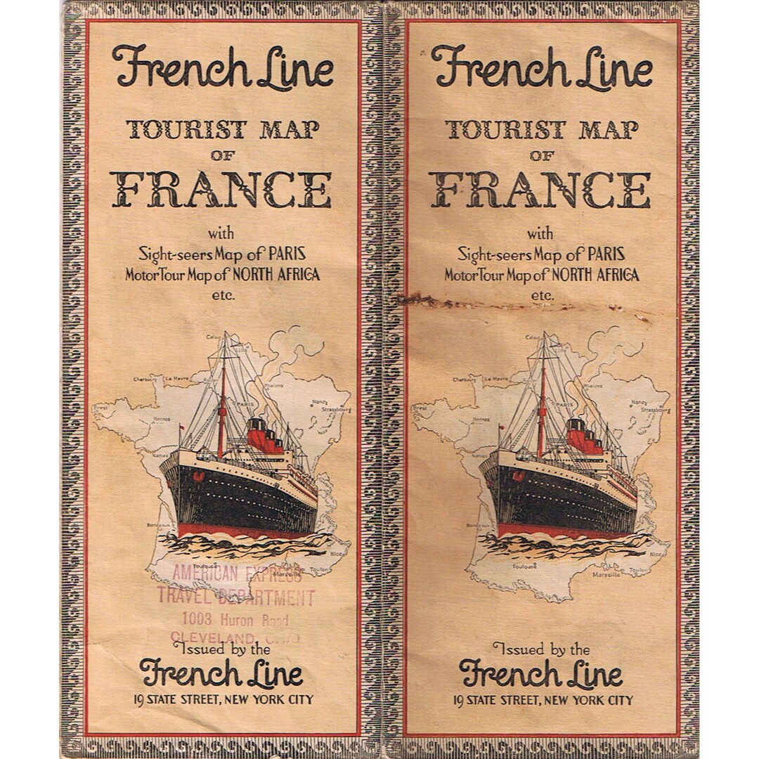 French Line Tourist Map of France, 1920s or 1930s - Etsy