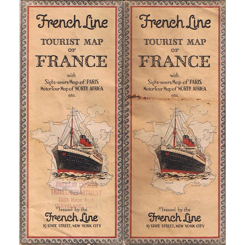 French Line Tourist Map of France, 1920s or 1930s - Etsy