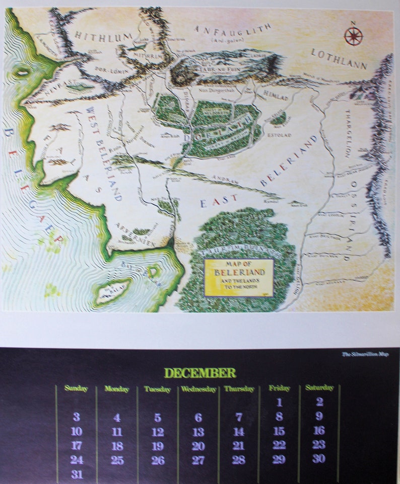 Tolkien Calendar, the Silmarillion, 1978, Tolkien Drawings, Excellent ...