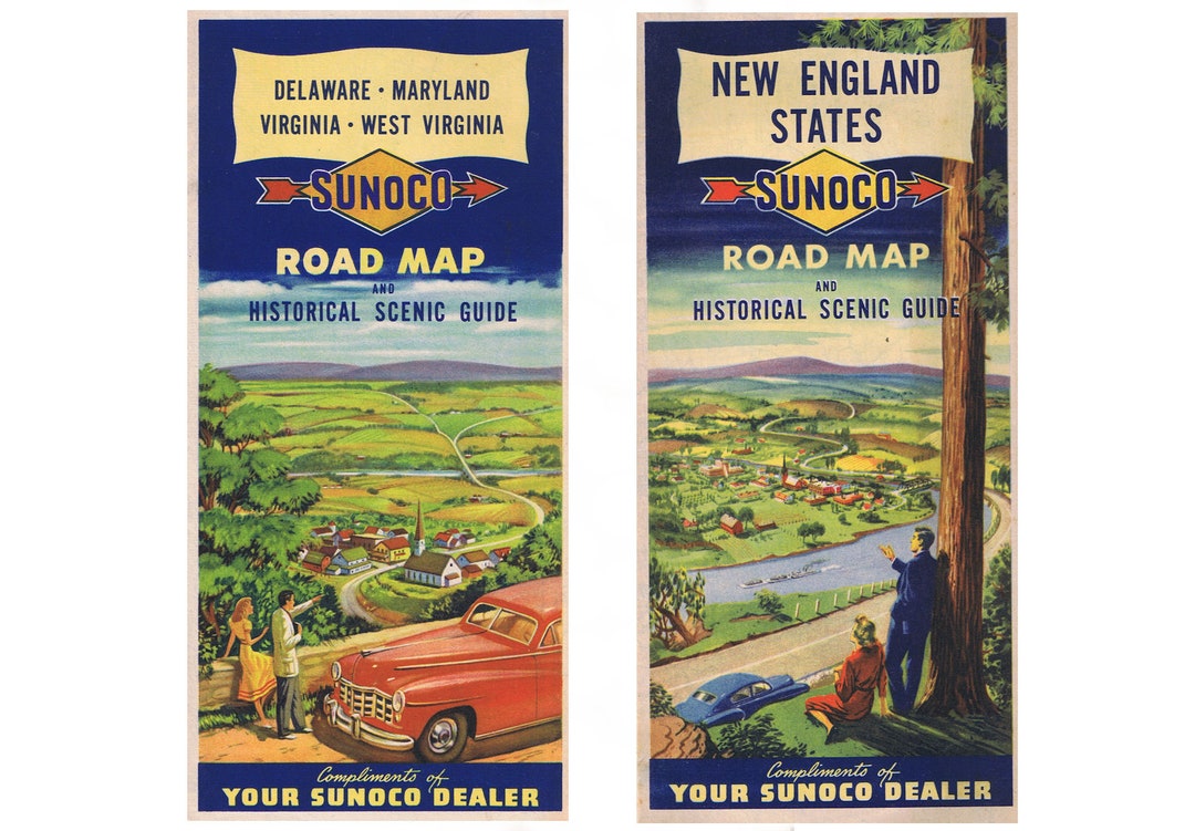 Sunoco Road Maps, 1948 and 1949, Excellent Condition, Mid-atlantic ...