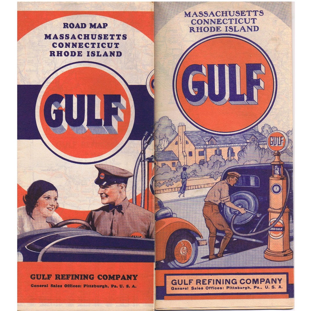 Two Antique Gulf Road Maps, 1932 and 1933, Near-mint Condition - Etsy
