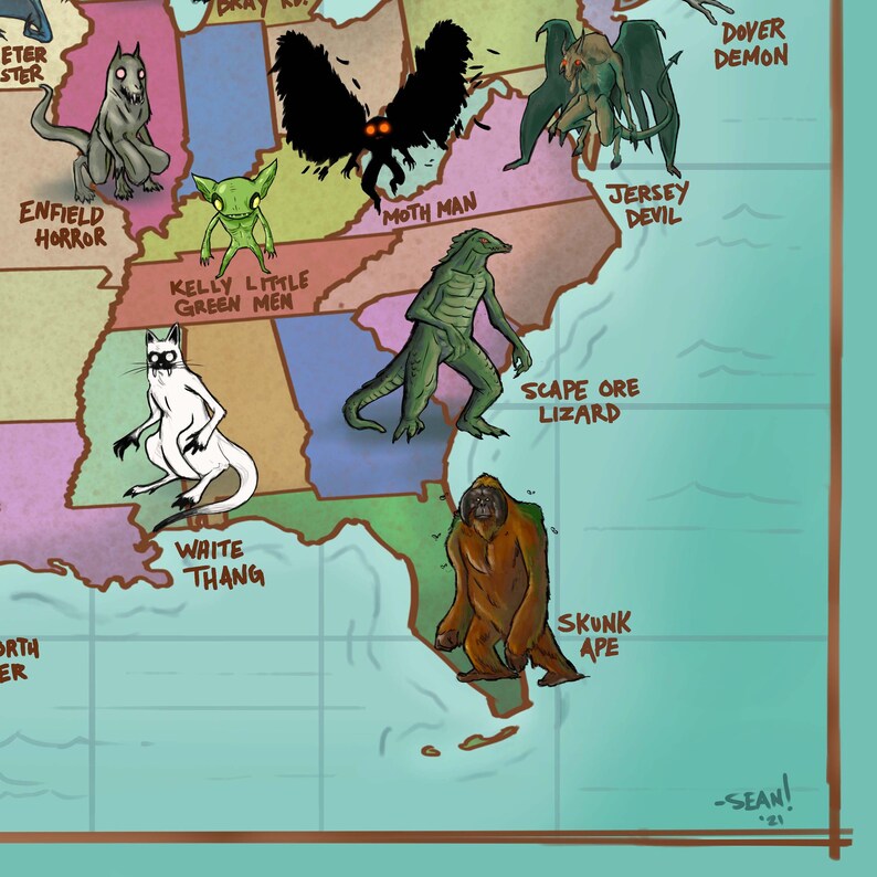 U.S. Cryptid Map - Etsy