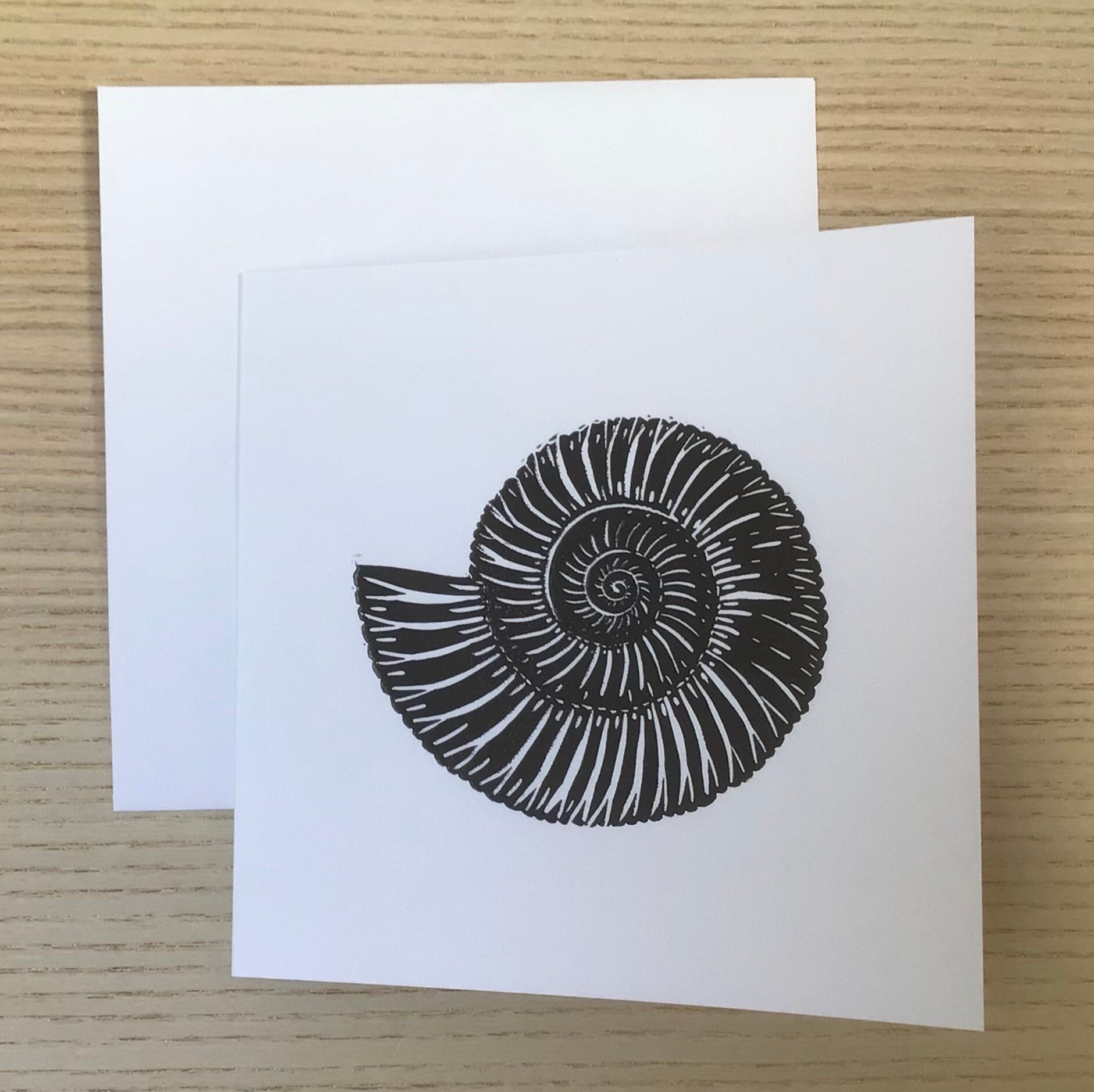 Ammonite Fossil Handprinted Linocut Greeting Card, Happy Birthday Old ...