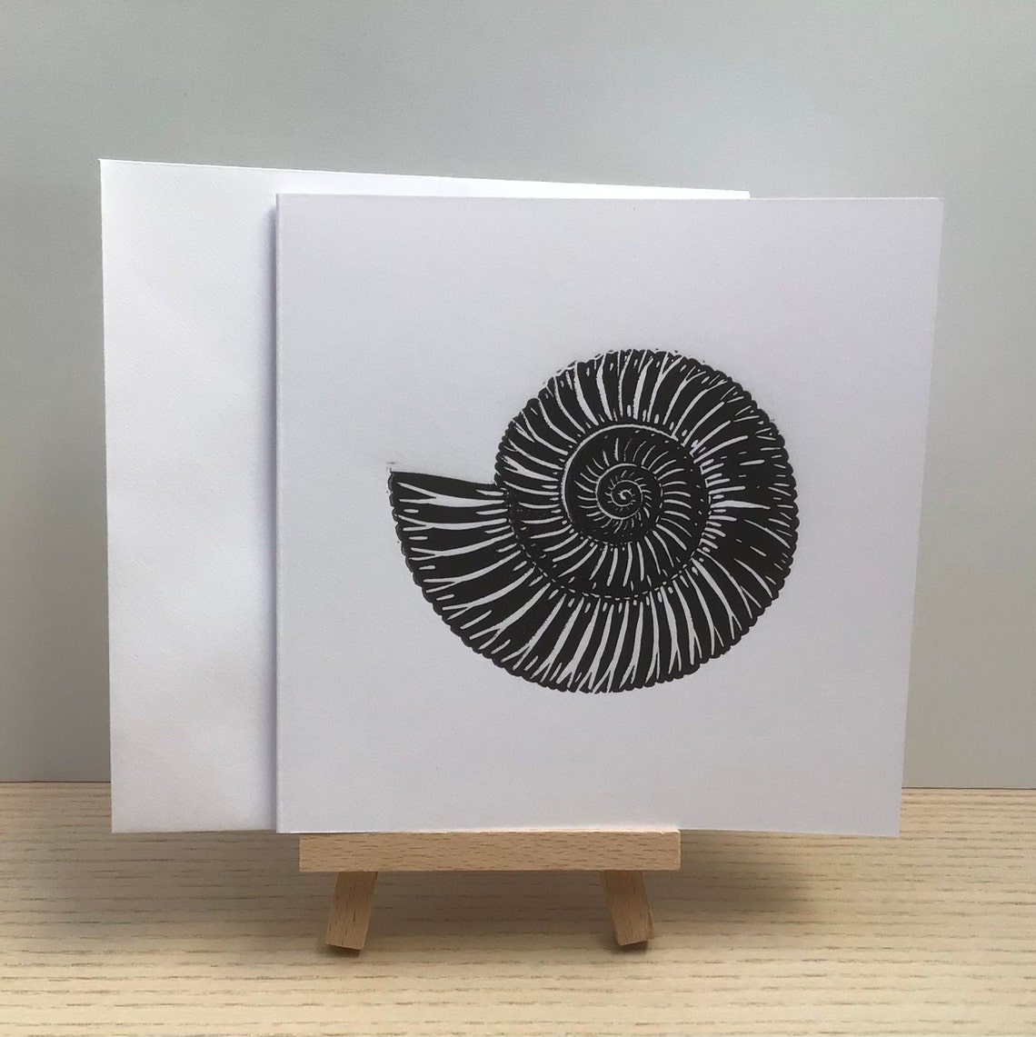 Ammonite Fossil Handprinted Linocut Greeting Card, Happy Birthday Old ...